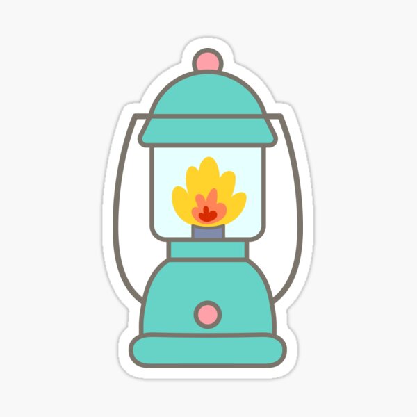 "Kid hand drawn cute camping picnic trip elements lantern lamp" Sticker ...