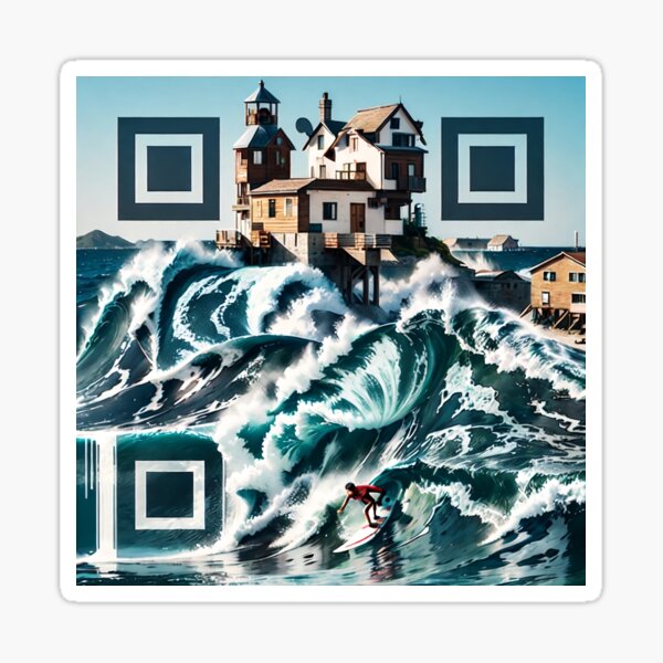 "Tidal Wave QR Code - Scan for Surfing Excitement!" Sticker for Sale by ...
