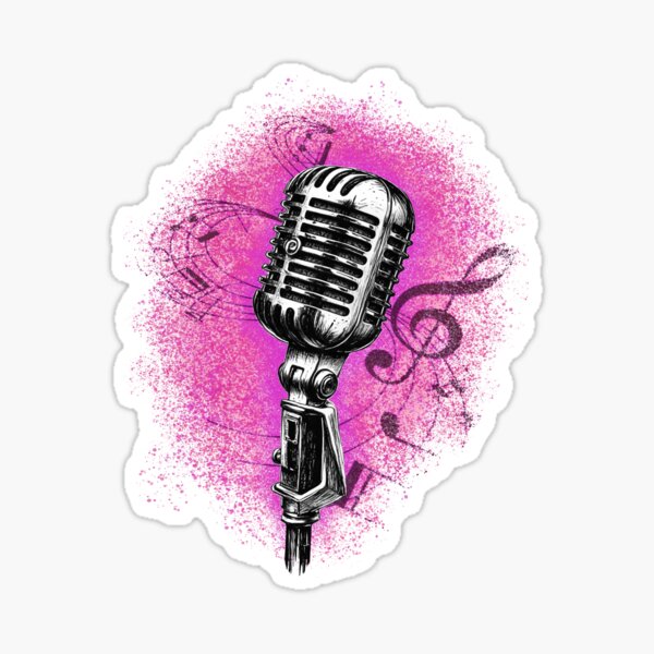 "Retro microphone pink" Sticker for Sale by Petersnook | Redbubble