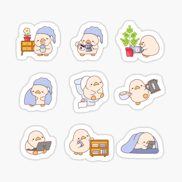 "Home Cute Duck Set" Sticker for Sale by OlyaLitvinova | Redbubble