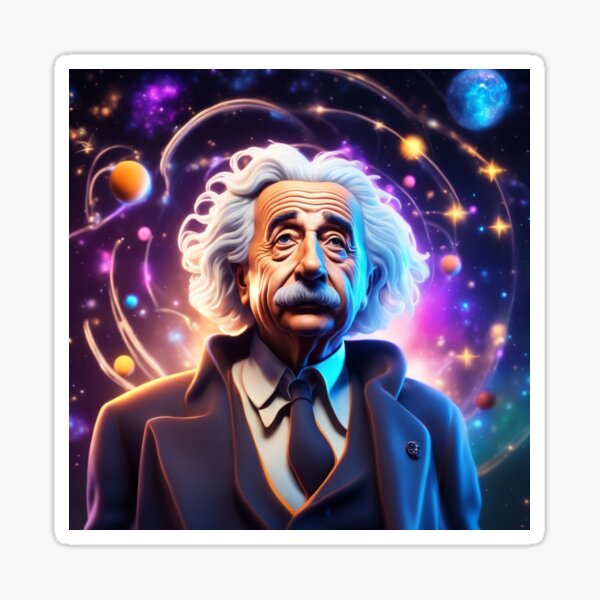 "4K Albert Einstein floating in space 2" Sticker for Sale by cican-art | Redbubble