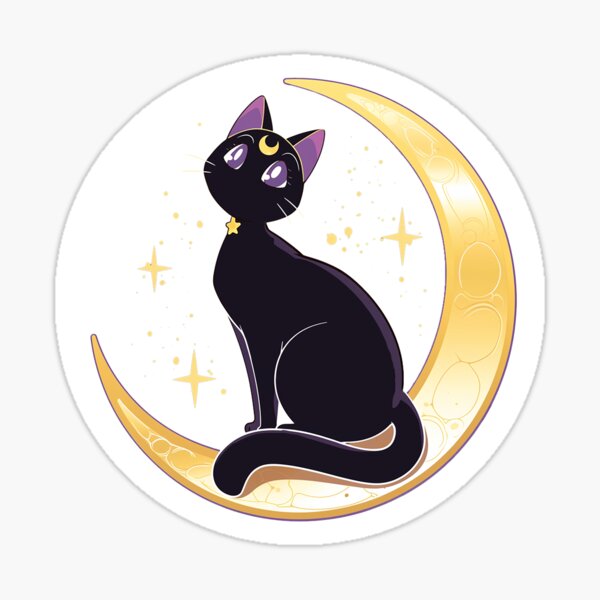 "Sailor Moon Luna Inspired Cat" Sticker for Sale by Spirit-Spark ...