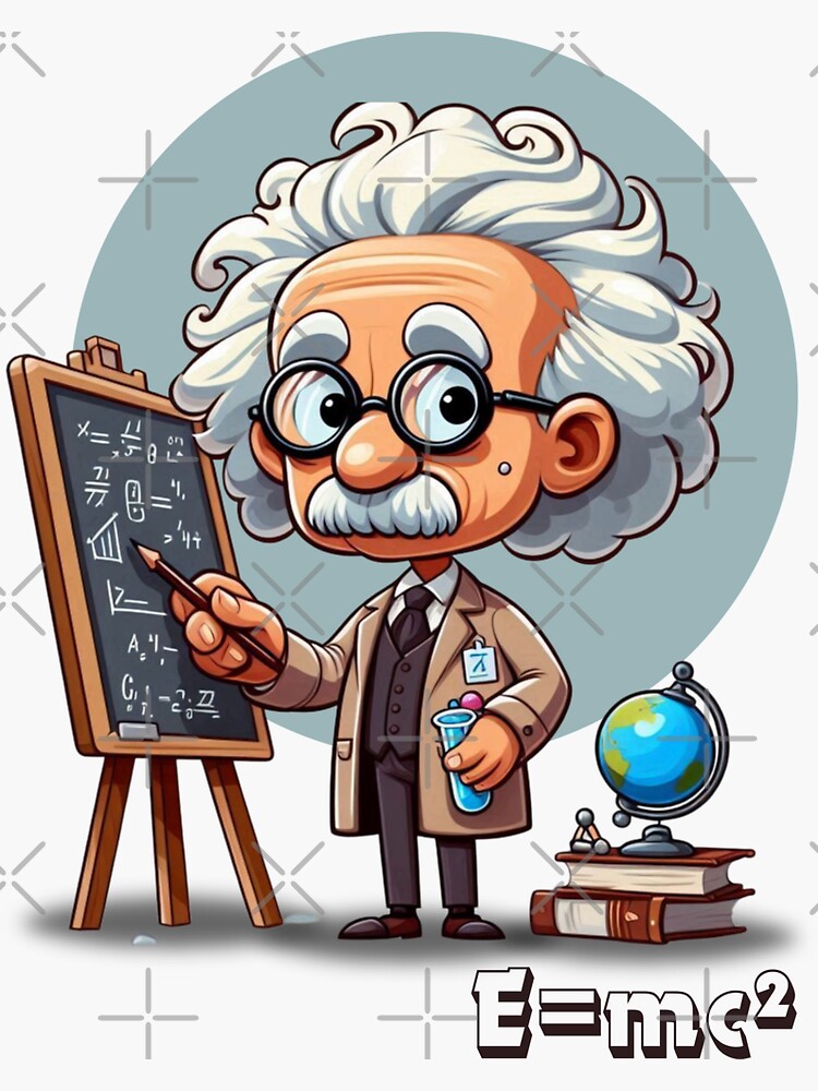"Albert Einstein Cartoon" Sticker for Sale by MusesWhispers | Redbubble