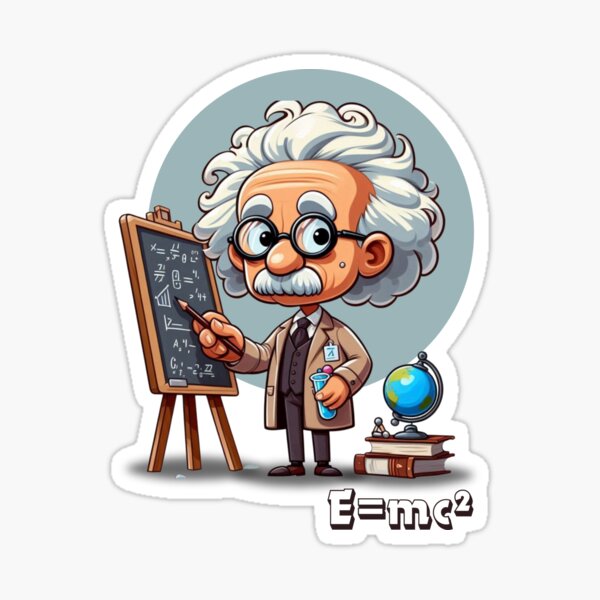 "Albert Einstein Cartoon" Sticker for Sale by MusesWhispers | Redbubble