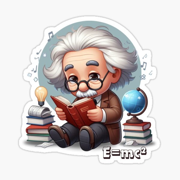 "Albert Einstein Cartoon" Sticker for Sale by MusesWhispers | Redbubble