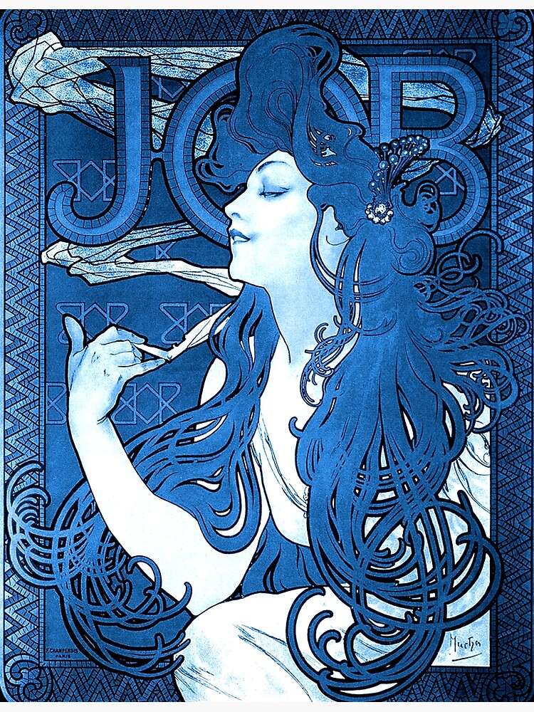 "Alphonse Mucha Job Blue Color Variant" Art Print for Sale by mkkessel ...