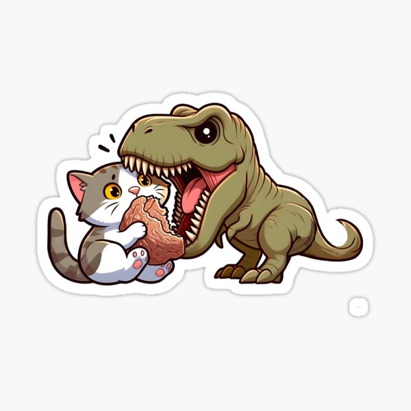 "cat t rex" Sticker for Sale by aliraweb | Redbubble