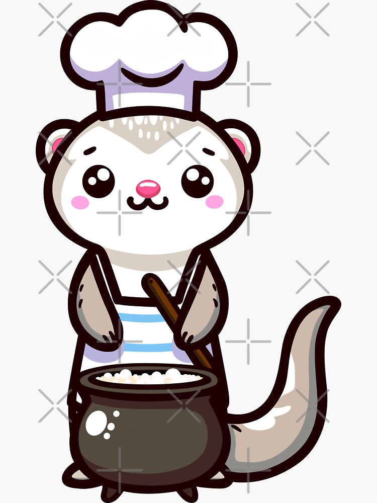 "Cute Ferret Chef" Sticker for Sale by Delidream | Redbubble