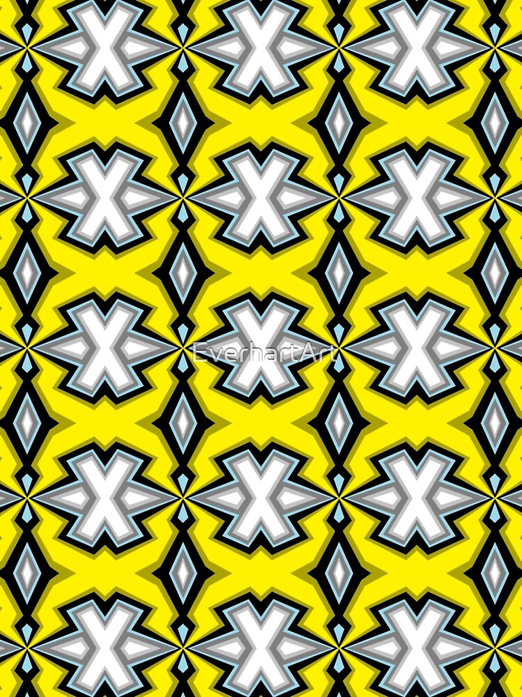 "Yellow Lightning, X Marks the Spot, and Diamonds Funky Abstract ...