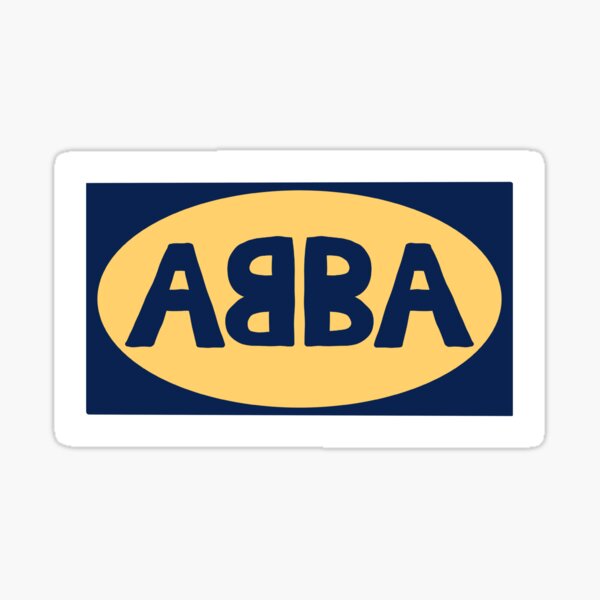 "ABBA IKEA Logo Sticker Parody" Sticker for Sale by GinamiaStudios ...