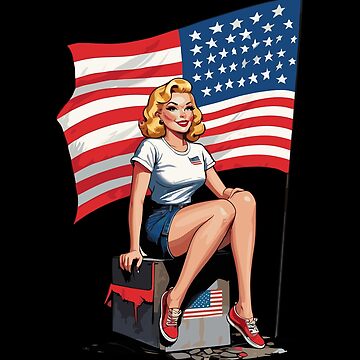 "Vintage PinUp Girl Retro Art 4th Of July Fireworks" Sticker by ...
