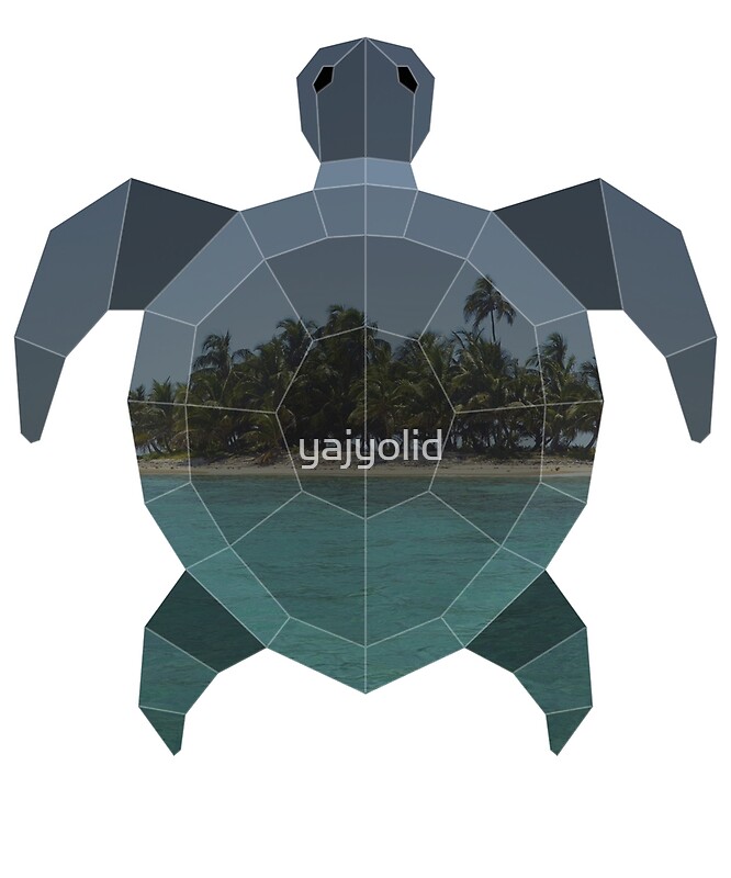 "Low Poly Double Exposure Sea Turtle" by yajyolid | Redbubble