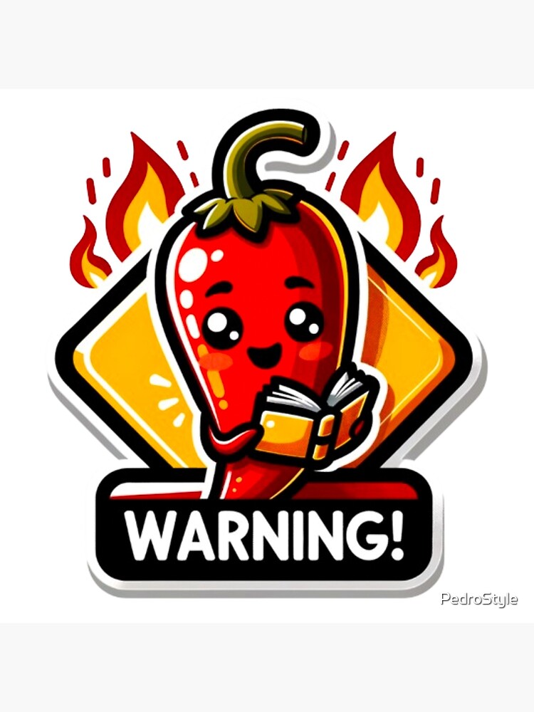 "Warning Flaming Hot Chili Pepper Reading Book" Art Board Print for ...