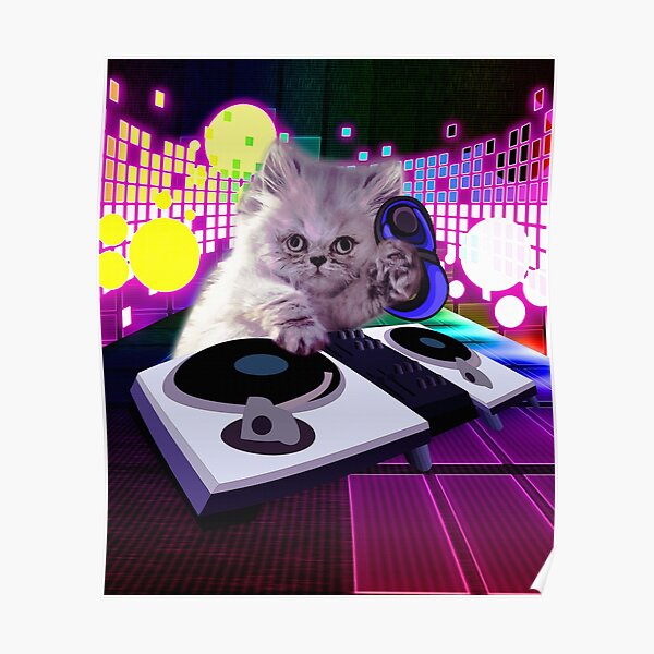 "DJ Scratch Cat " Poster by hip-hop-art | Redbubble