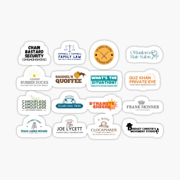 "Taskmaster businesses Volume 2 (16 logos) | Taskmaster UK" Sticker for ...