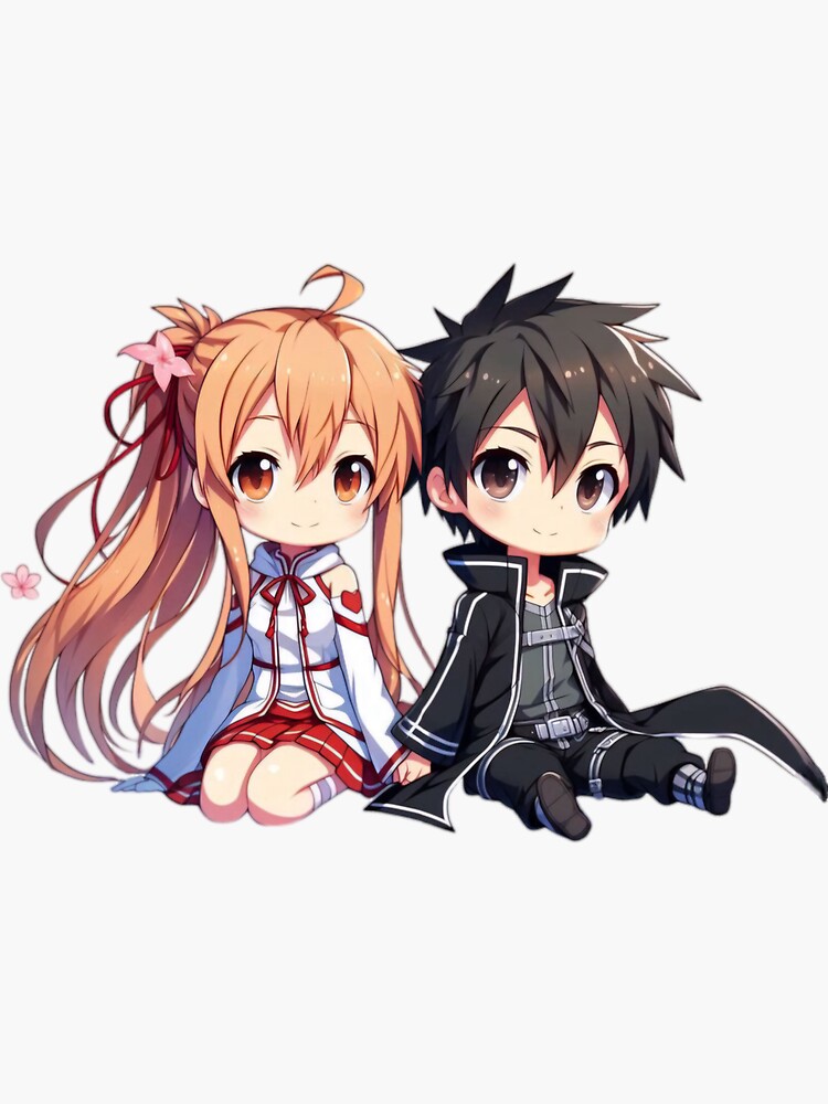 "Chibi Kirito and Asuna " Sticker for Sale by AnimeArtStudio | Redbubble