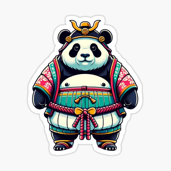 "Samurai Panda Warrior Art | Traditional Armor Katakana Design" Sticker ...