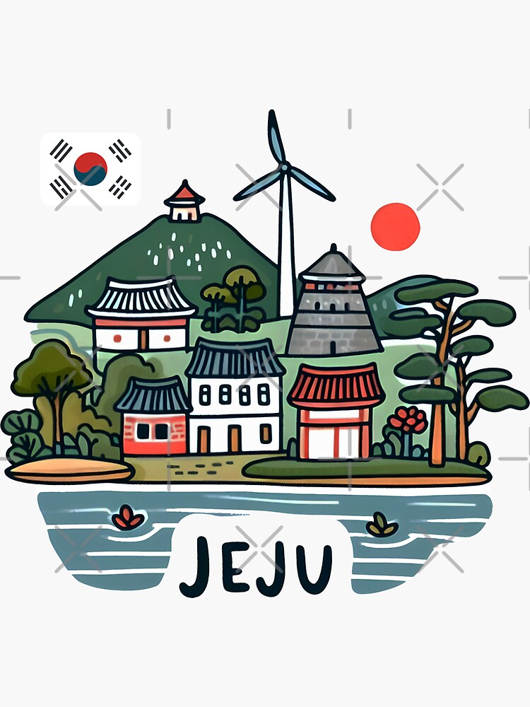 "Jeju South Korea Watercolor" Sticker for Sale by PaintMeWorld | Redbubble