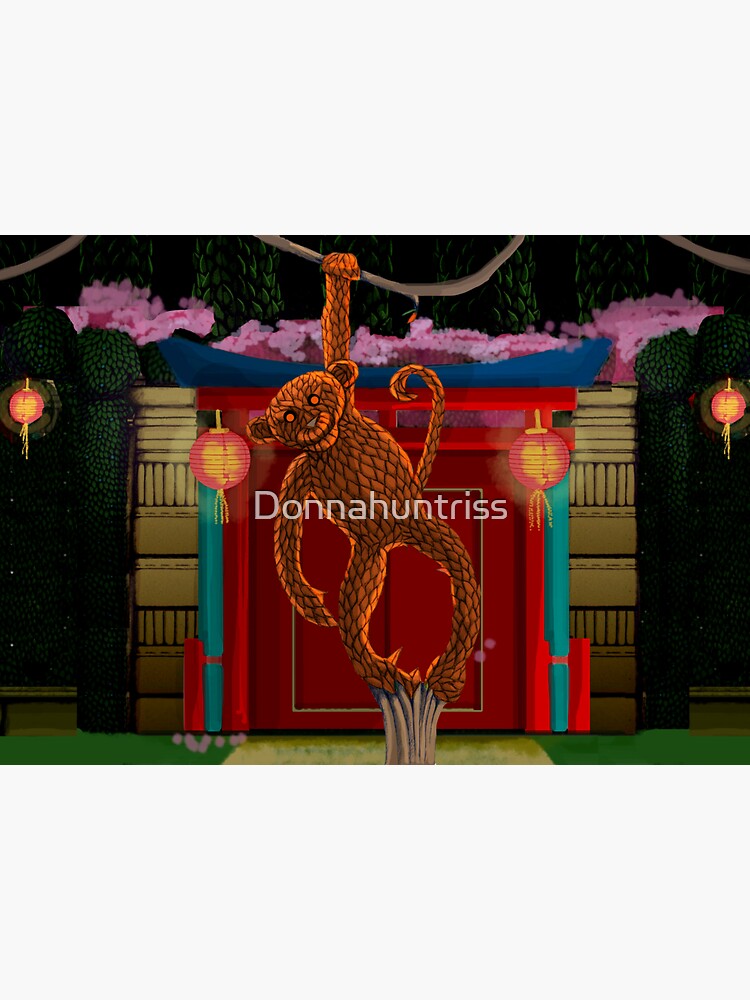 "Chinese Night Garden Monkey A3 Topiary Cherry Blossom" Sticker for ...