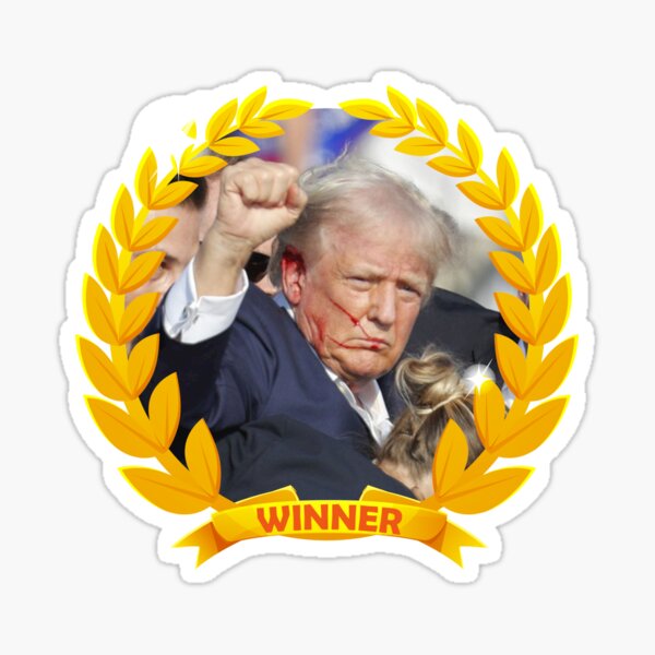 "TRUMP, gunshot, shot, assassination, winner 2024" Sticker for Sale by ...