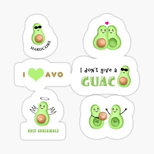 "Cute And Funny Avocado Pack" Sticker for Sale by Peach Set Studios ...