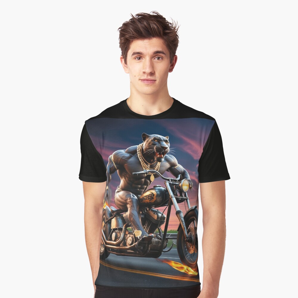 "Panther riding a motorcycle" Sticker for Sale by Art-Design-EM | Redbubble