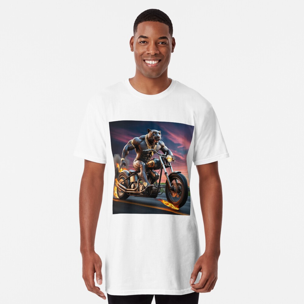 "Panther riding a motorcycle" Sticker for Sale by Art-Design-EM | Redbubble