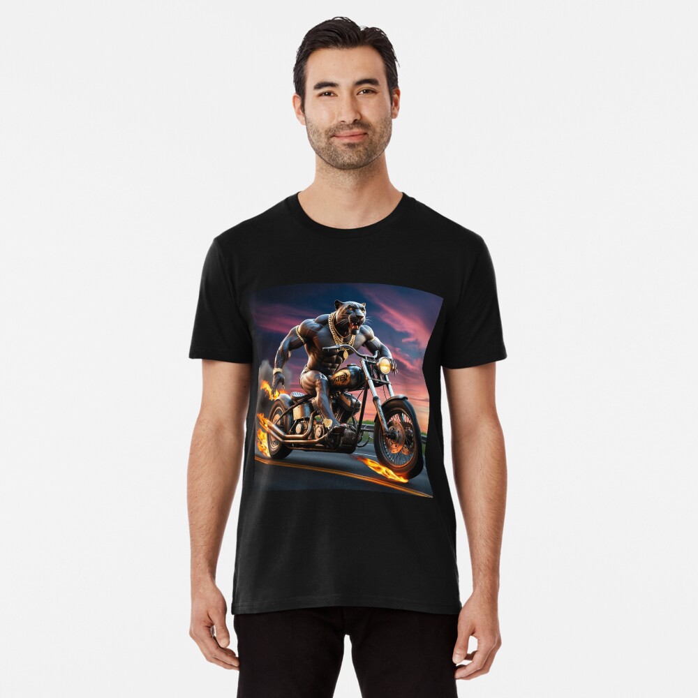 "Panther riding a motorcycle" Sticker for Sale by Art-Design-EM | Redbubble