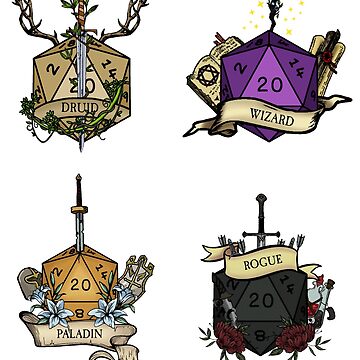 "D20 - 4 Class Selection Sticker" Sticker for Sale by karsivenco ...