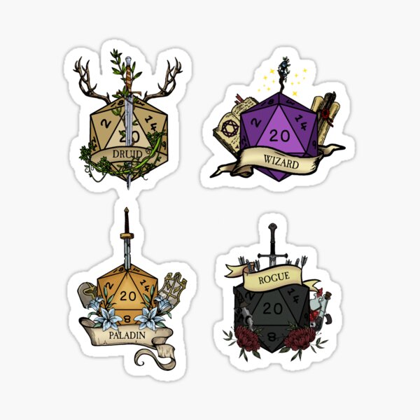 "D20 - 4 Class Selection Sticker" Sticker for Sale by karsivenco ...