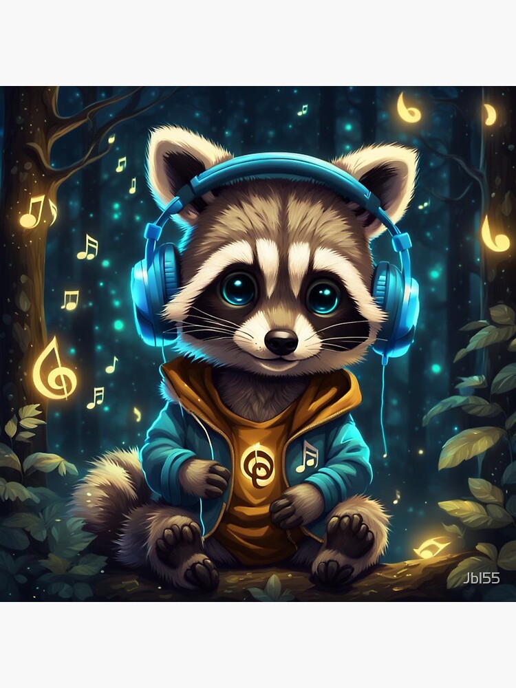 "Raccoon with headphones listening to music" Sticker for Sale by Jbl55 ...