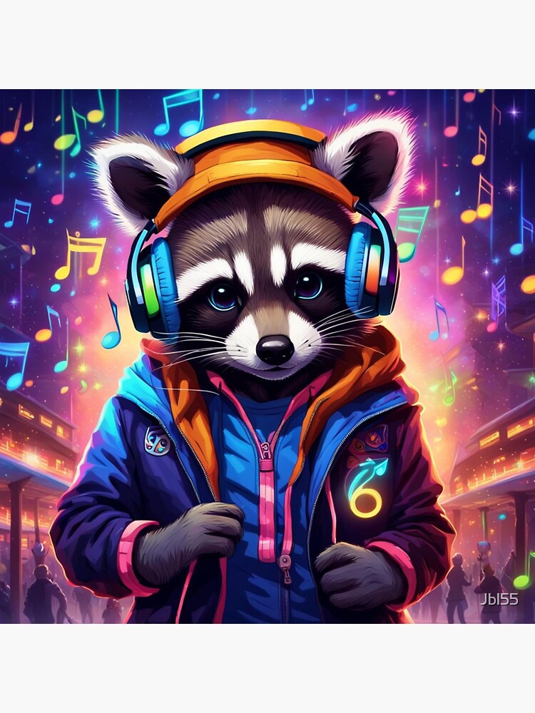 "Raccoon with headphones listening to music" Sticker for Sale by Jbl55 ...