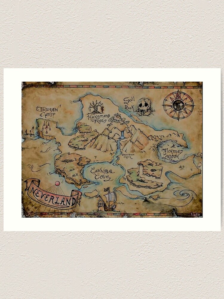 "Neverland map vintage" Art Print for Sale by livelifemichell | Redbubble