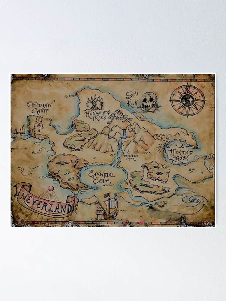 "Neverland map vintage" Poster for Sale by livelifemichell | Redbubble