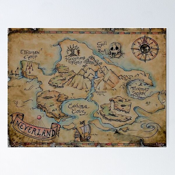 Cartel Del Mapa De Peter Pan Neverland