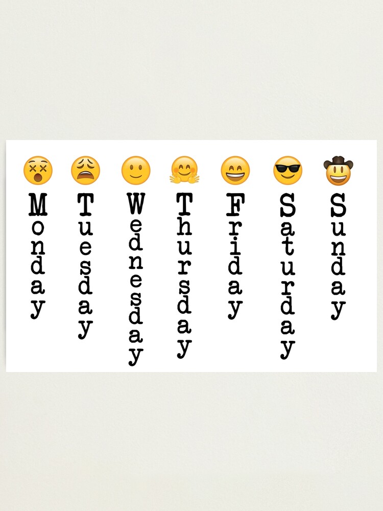 "Days of the Week with Emoji" Photographic Print by lukephoto | Redbubble