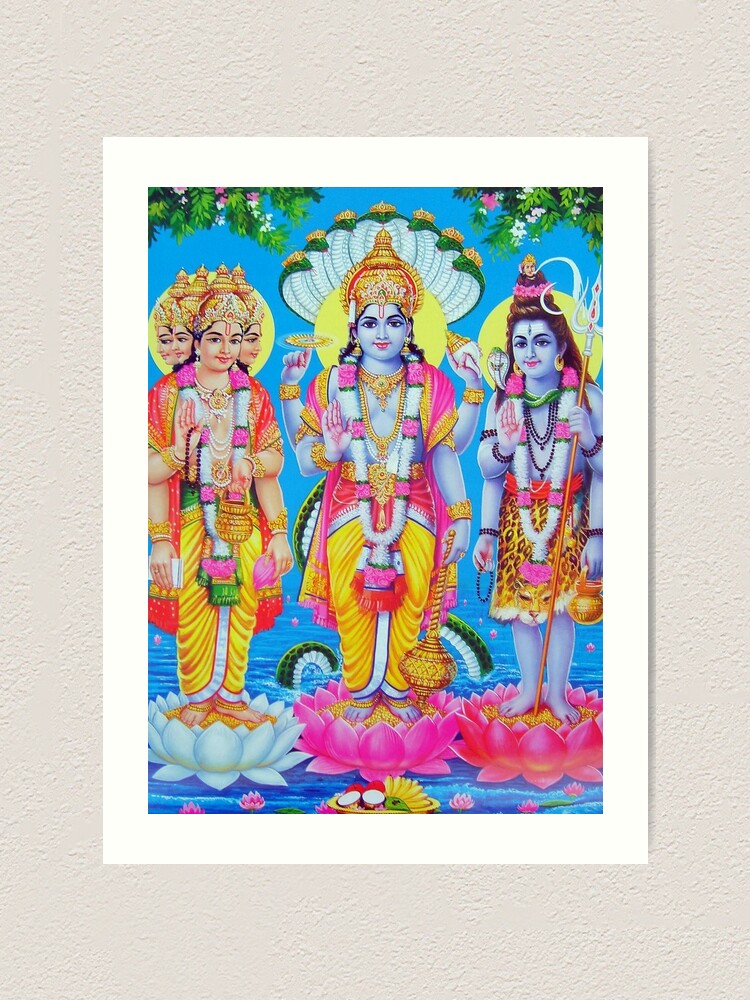 "Hindu Trinity Brahma Shiva Vishun Buddhism Religion" Art Print by ...