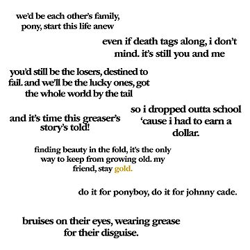 "The Outsiders Musical Quote Sheet" Sticker for Sale by bookofmarv ...