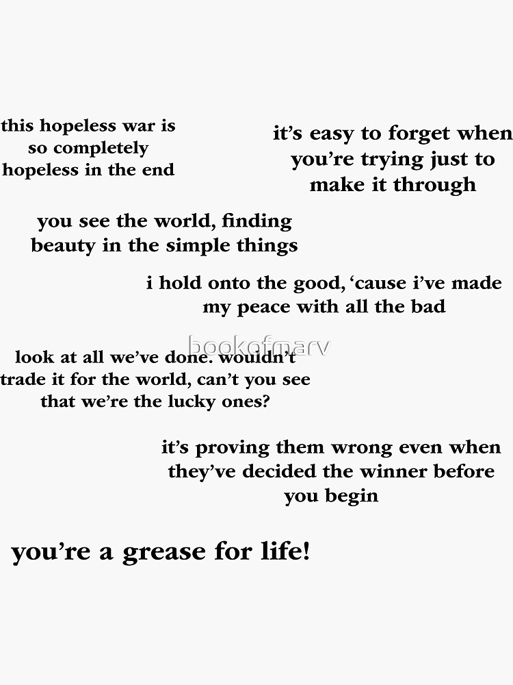 "The Outsiders Musical Quote Sheet" Sticker for Sale by bookofmarv ...