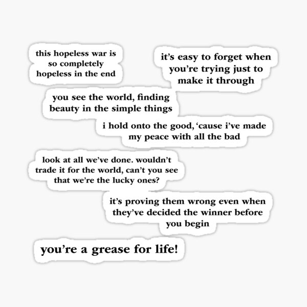 "The Outsiders Musical Quote Sheet" Sticker for Sale by bookofmarv ...