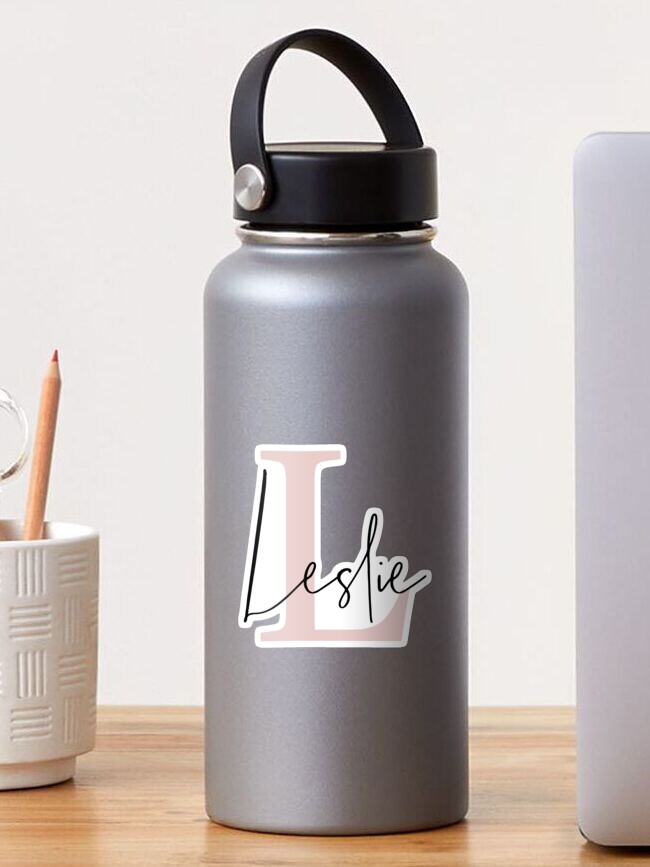 "Leslie - Custom name on black cursive font " Sticker for Sale by ...