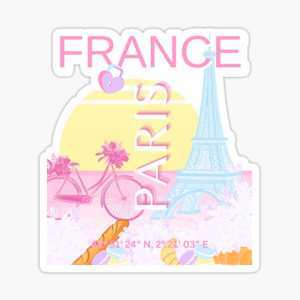 "Paris, France, Travel Art, Preppy, Blue" Sticker for Sale by Carla ...