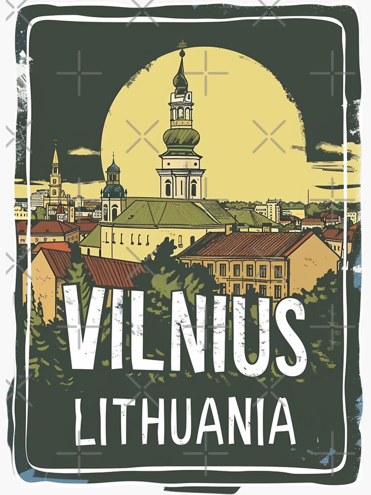 "A Vintage Travel Art of Vilnius - Lithuania " Sticker for Sale by ...