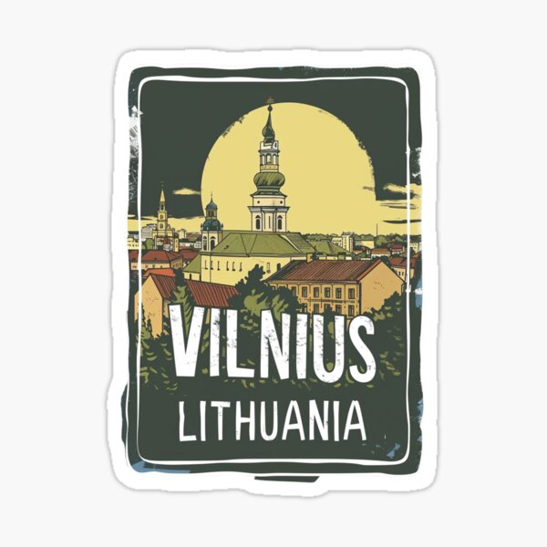 "A Vintage Travel Art of Vilnius - Lithuania " Sticker for Sale by ...