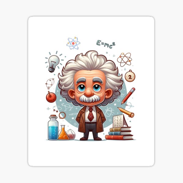 "Albert Einstein Cartoon" Sticker for Sale by MusesWhispers | Redbubble