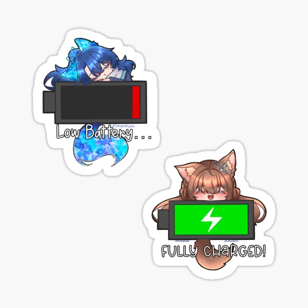 "Low Battery & Fully Charged" Sticker for Sale by Tokami-Riyaa | Redbubble