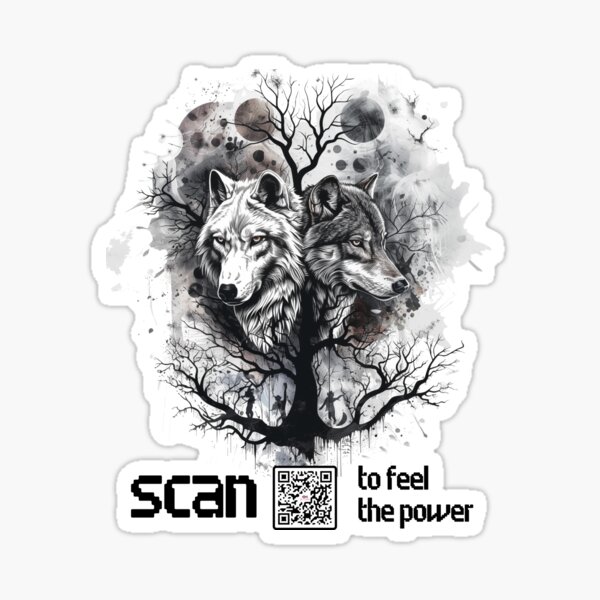 "Two wolfs . Interactive collection with Augmented Reality" Sticker for ...