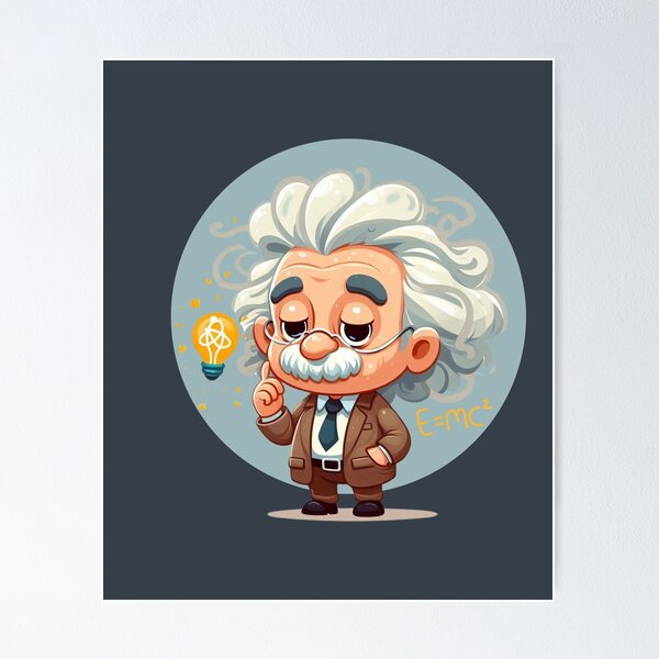 " Albert Einstein Cartoon" Poster for Sale by MusesWhispers | Redbubble