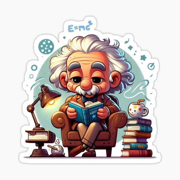 "Albert Einstein Cartoon" Sticker for Sale by MusesWhispers | Redbubble