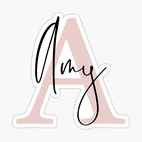 "Amy - Custom name on black cursive font " Sticker for Sale by ToTheLua ...